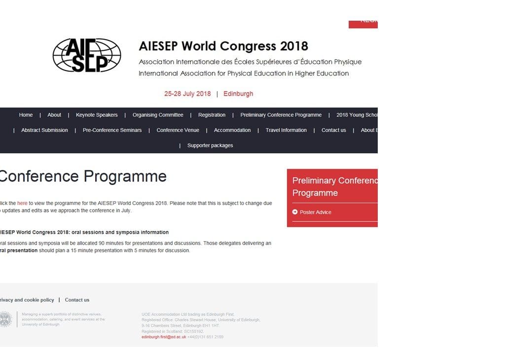 AIESEP 2018 Preliminary Conference Programme – AIESEP